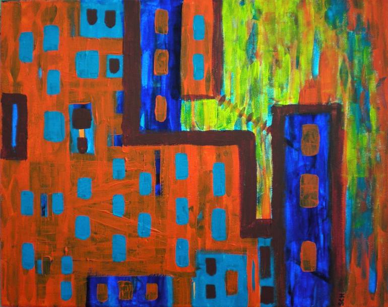 Desert Pueblo - Abstract Painting by Scott Haley | Saatchi Art