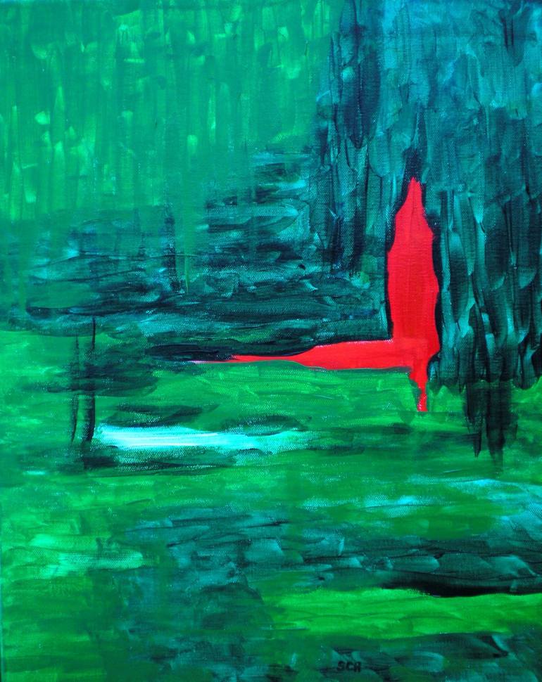 Red on Green Bayou Painting by Scott Haley | Saatchi Art