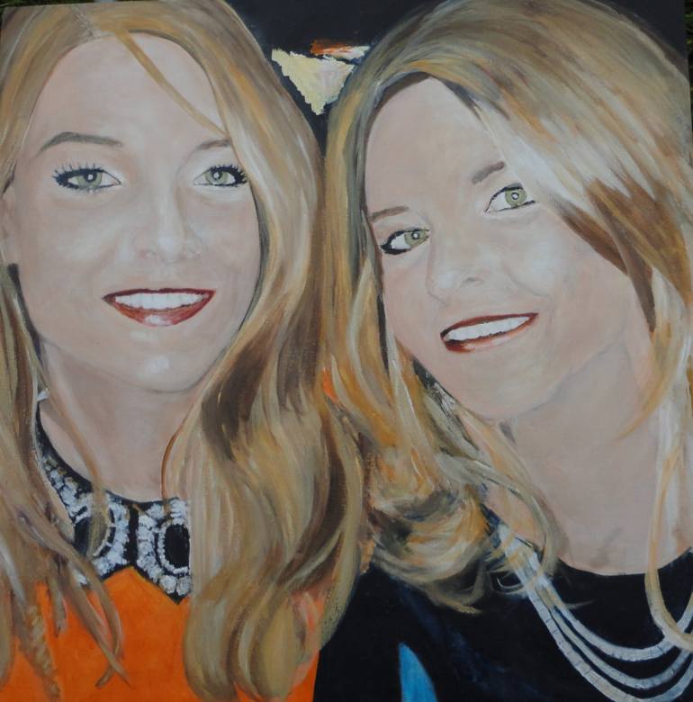 The Harding girls Painting by Caroline Dodd | Saatchi Art