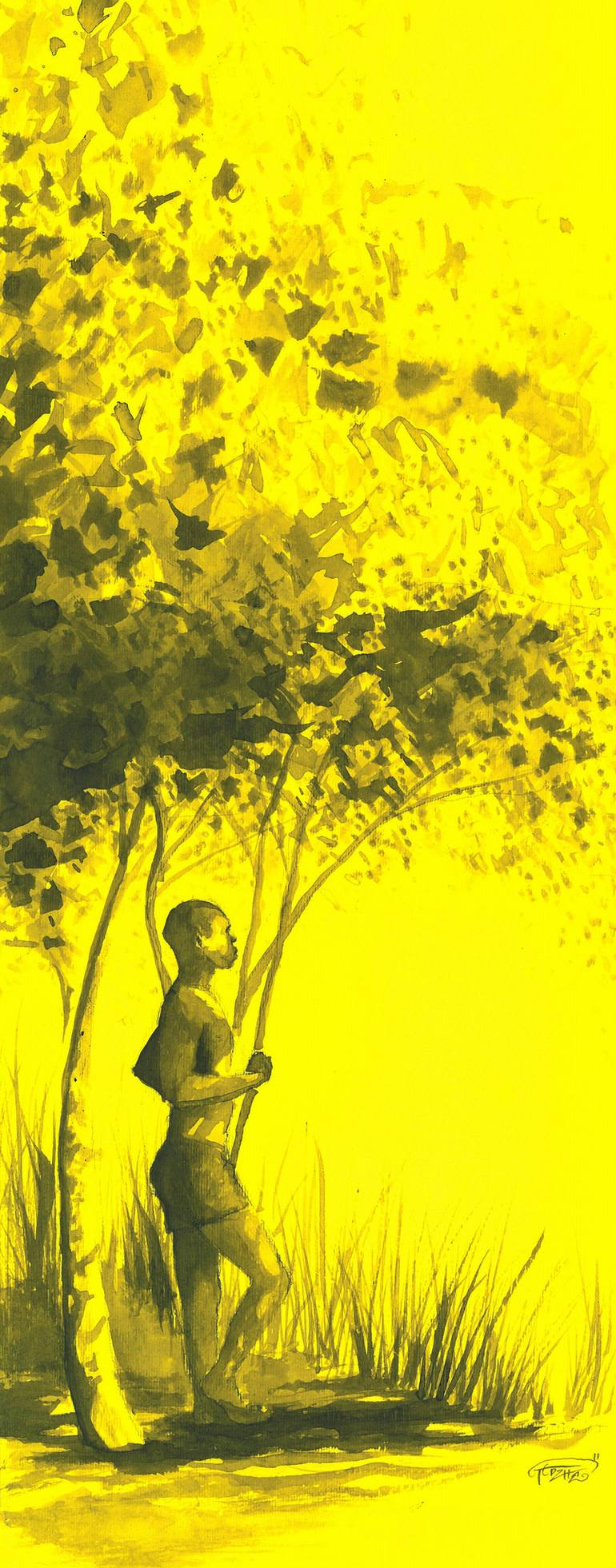 Boy under the tree Drawing by Iorgos Terzis | Saatchi Art