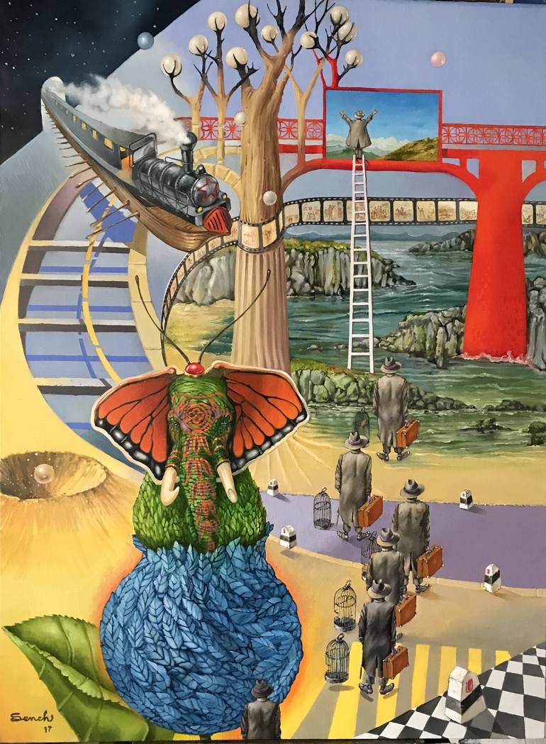 RED BRIDGE Painting by Sench Sargsyan | Saatchi Art