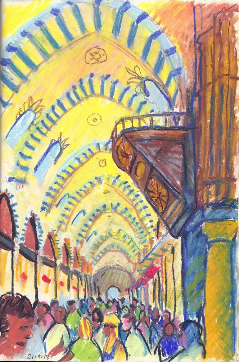 Egyptian Market, Istanbul Drawing by Ian McAdam | Saatchi Art