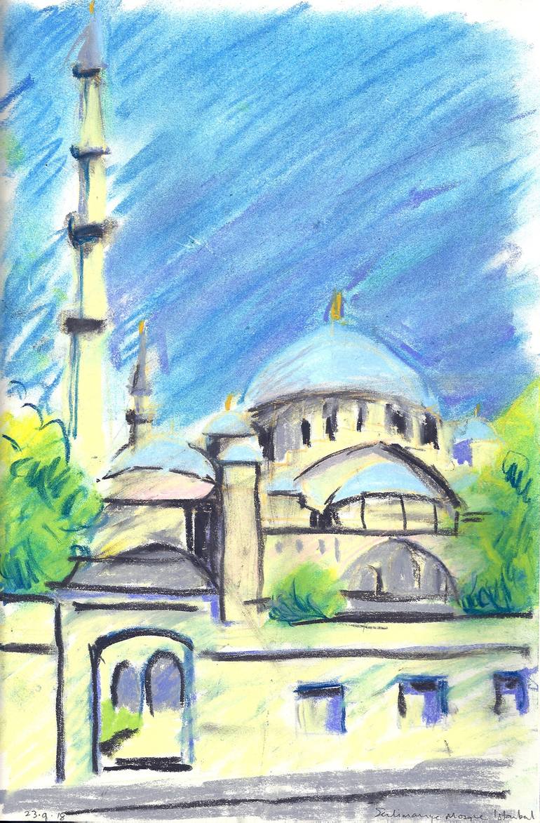 Suleymaniye Mosque Istanbul Drawing by Ian Mcadam | Saatchi Art