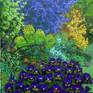 Blue Garden, Grey Cat Painting by Ian McAdam | Saatchi Art