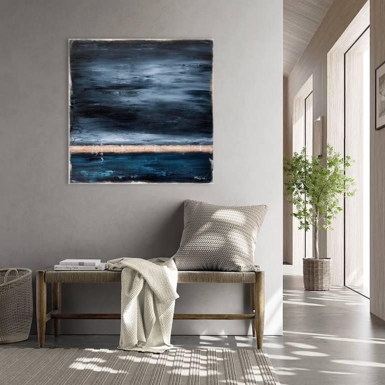 Midnight Seas Contemporary Coastal Abstract Beach Art Seascape Painting ...