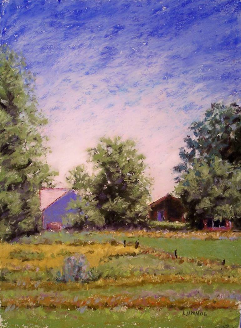 Cool Blue Farmhouse Painting by James Lunn | Saatchi Art