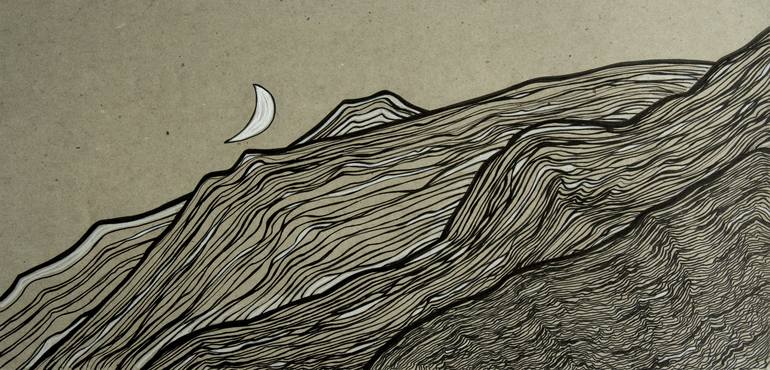 Moon shadow Drawing by Celina Prieto | Saatchi Art