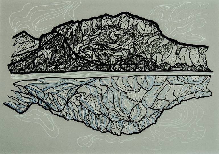 Lake reflection 1 Drawing by Celina Prieto | Saatchi Art