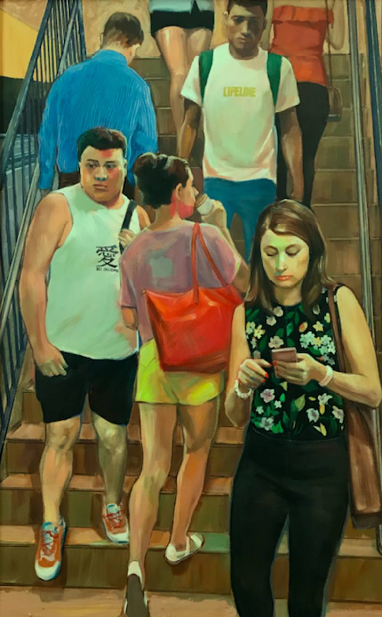 L Train New York City Platform Stairs Painting by Atsushi Ohashi ...