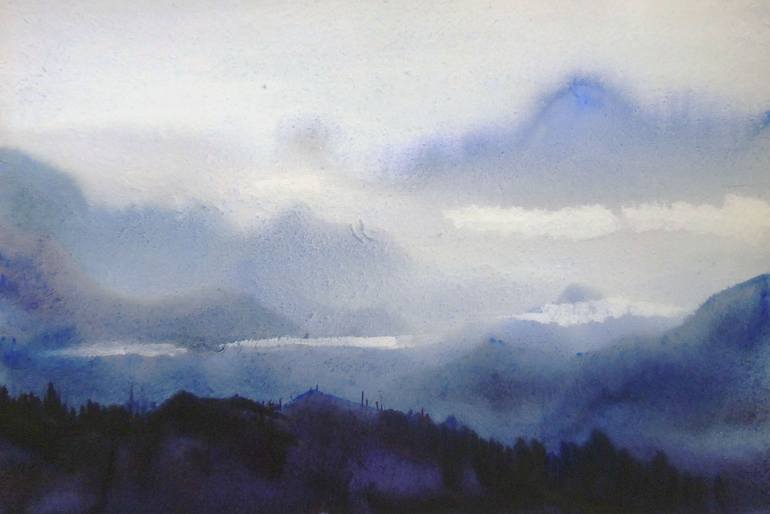 Beauty of Mysterious Himalaya - Watercolor on paper Painting by Samiran ...