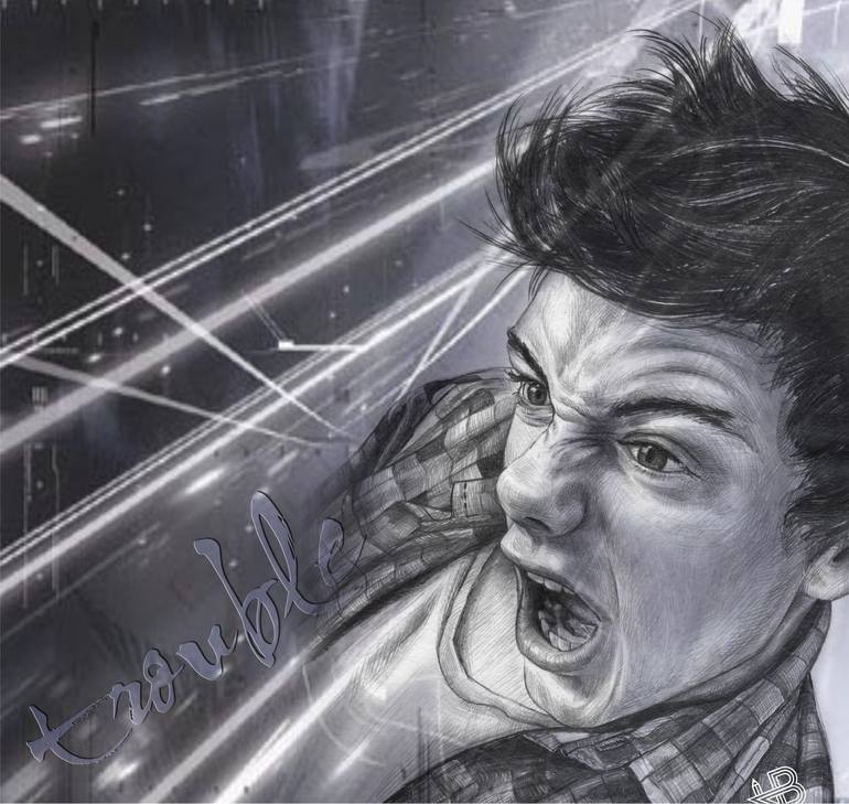 .trouble. Drawing by HB Graphik | Saatchi Art