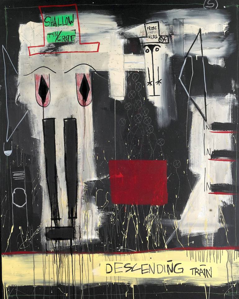 we were descending trains; distant, derailed, dying Painting by Brian ...