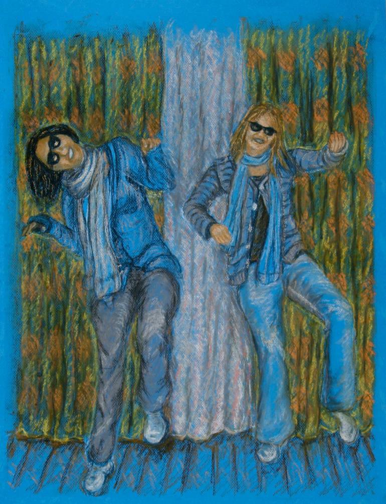 Sisters in sunglasses Drawing by Nadia Hassler | Saatchi Art