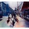 North Street With Basset Hound Painting by Sam Hewitt | Saatchi Art