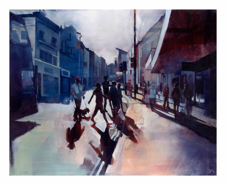 North Street With Basset Hound Painting by Sam Hewitt | Saatchi Art