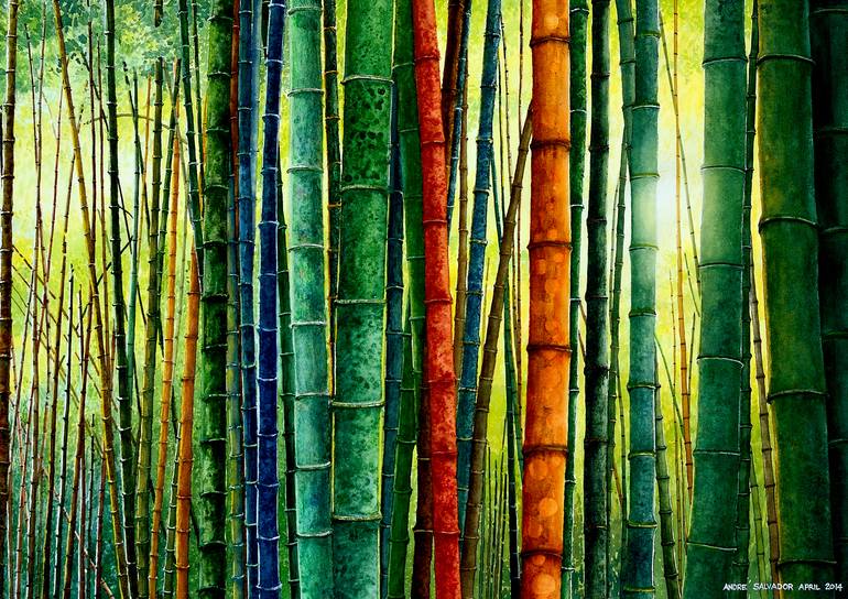 Bamboos Defining Lightways to the Sun Painting by Andre' Salvador ...