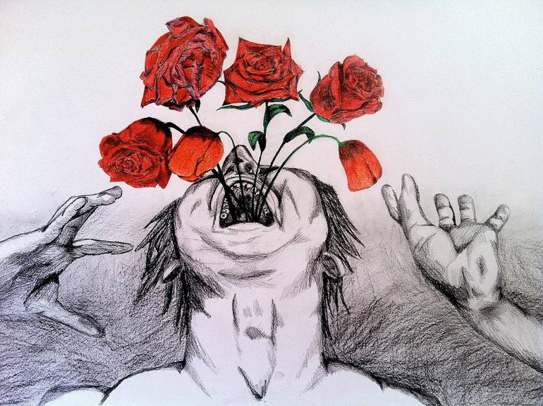 A Floral Torment Drawing by David Jewison | Saatchi Art