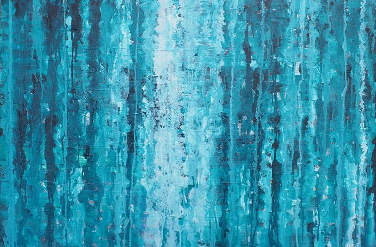 Turquoise Waterfall Painting by Steven Fleit | Saatchi Art