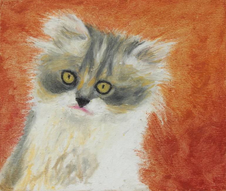 Fuzzy Kitty Painting by Jeanne Fischer | Saatchi Art