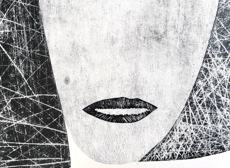 Art Print with Three Faces Printmaking by Jolanta Johnsson | Saatchi Art