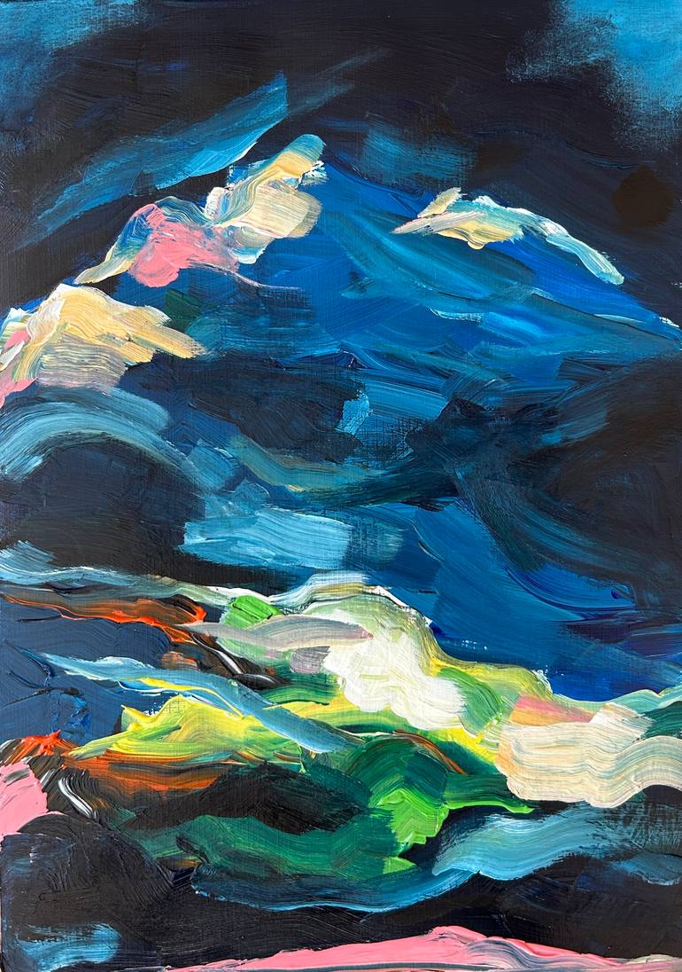 Wilder Kaiser (Phthalo Blue Mountain) Painting by Julia Abele | Saatchi Art