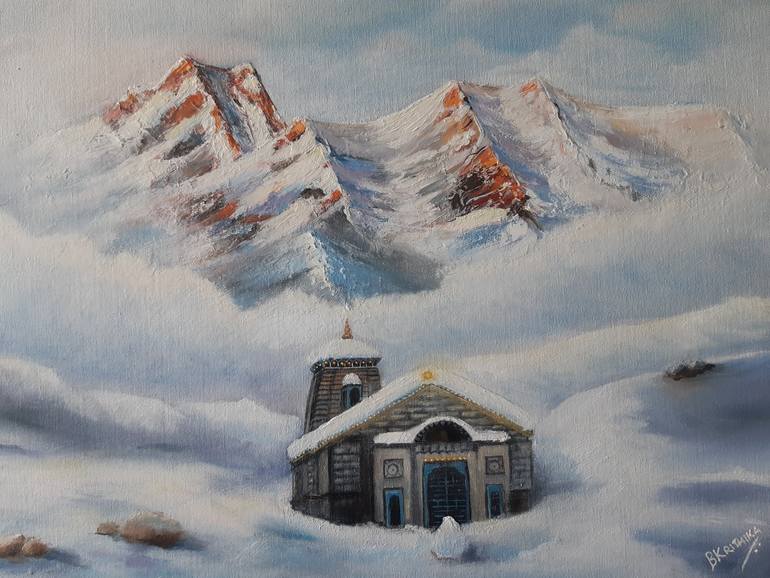 Kedarnath Dham Painting by Krithika Balasubramaniam | Saatchi Art