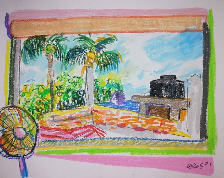 Paisaje desde la ventana Melaque, Jal. Drawing by Moises Alejandro ...