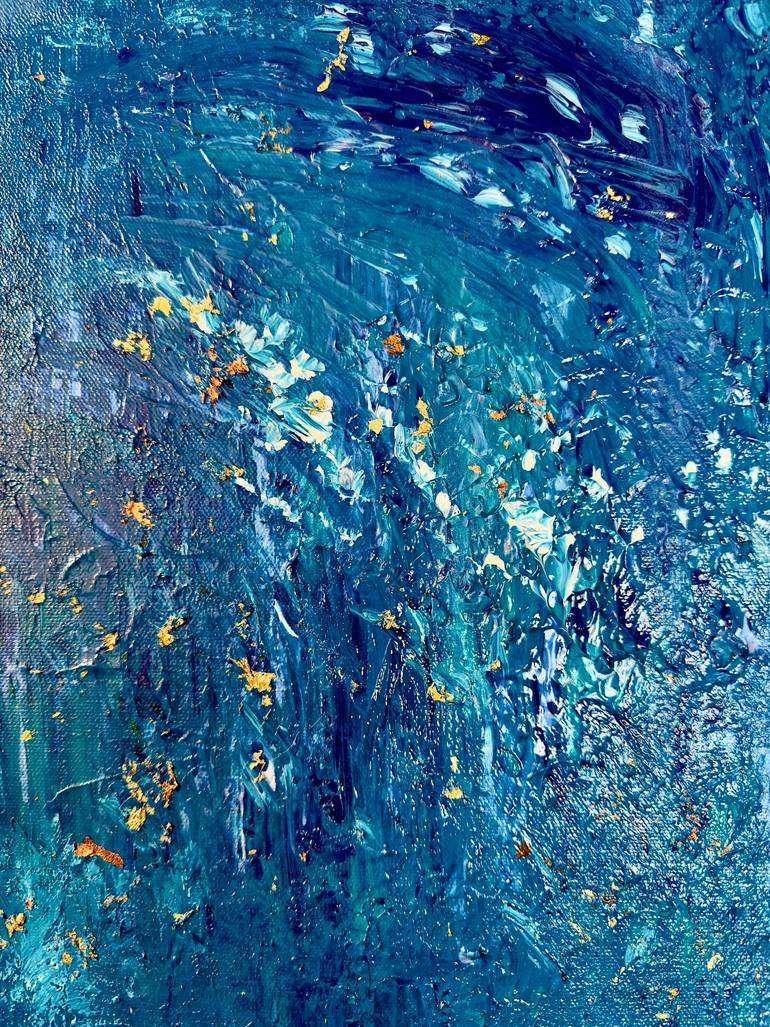 Blue Wind, Golden Leaves Mixed Media by Tobe Roberts | Saatchi Art