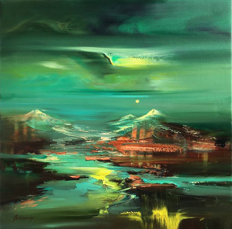 Emerald Nights Painting by Beata Belanszky-Demko | Saatchi Art