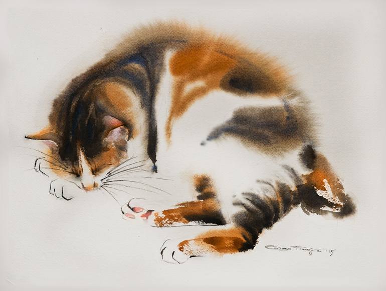 November's cat Painting by Olga Flerova | Saatchi Art