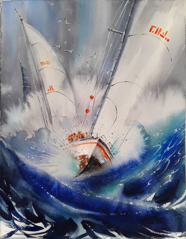 Ocean Race N9 Painting by Olga Flerova | Saatchi Art