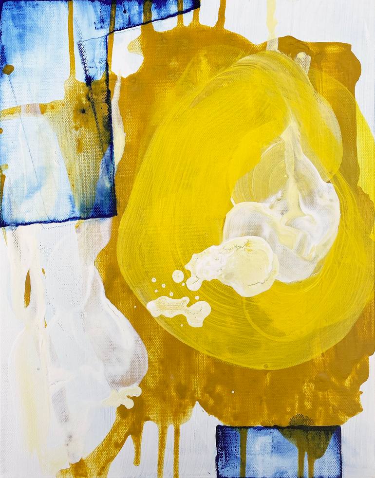 Blue in Yellow 2961 Painting by Jessy Cho | Saatchi Art
