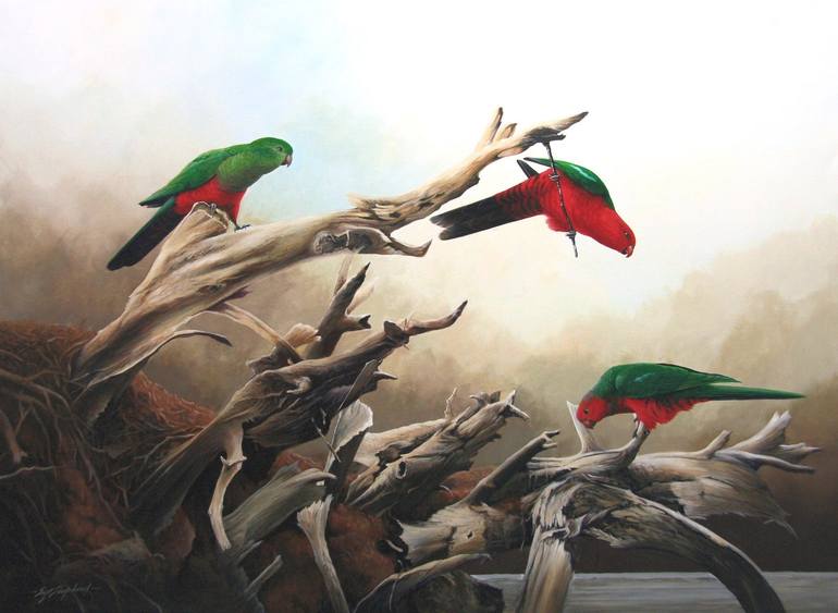 King Parrots Painting by Eric Shepherd | Saatchi Art