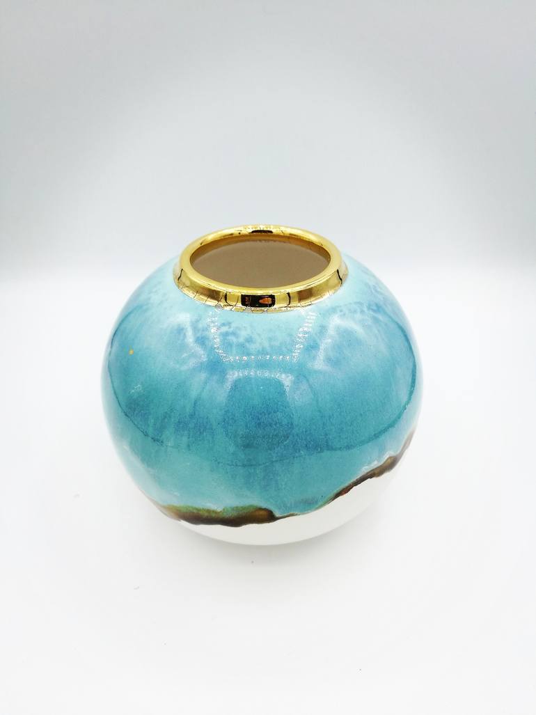 Sea Globe - Turquoise & Gold (1) Sculpture by Richard Prentice ...