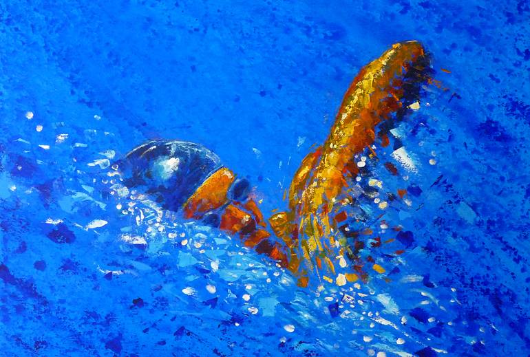 The swimmer Painting by Alessandro Piras | Saatchi Art