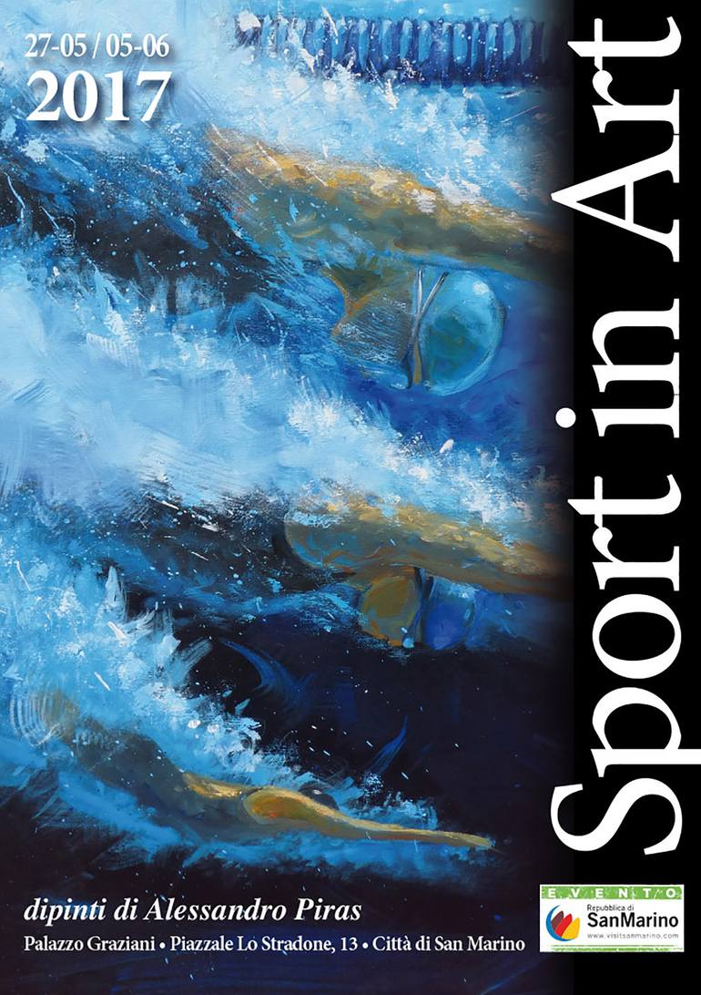 Swimmers on dark blue Painting by Alessandro Piras | Saatchi Art