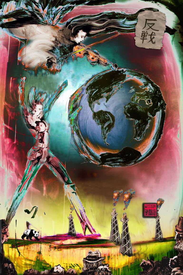 violin earth oil Printmaking by norton wisdom | Saatchi Art