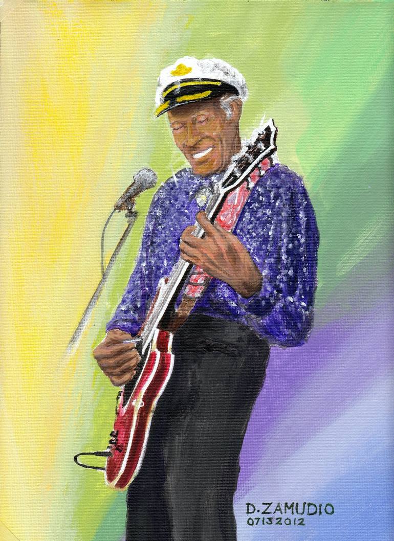 Chuck Berry on stage at Blueberry Hill Painting by David Zamudio ...