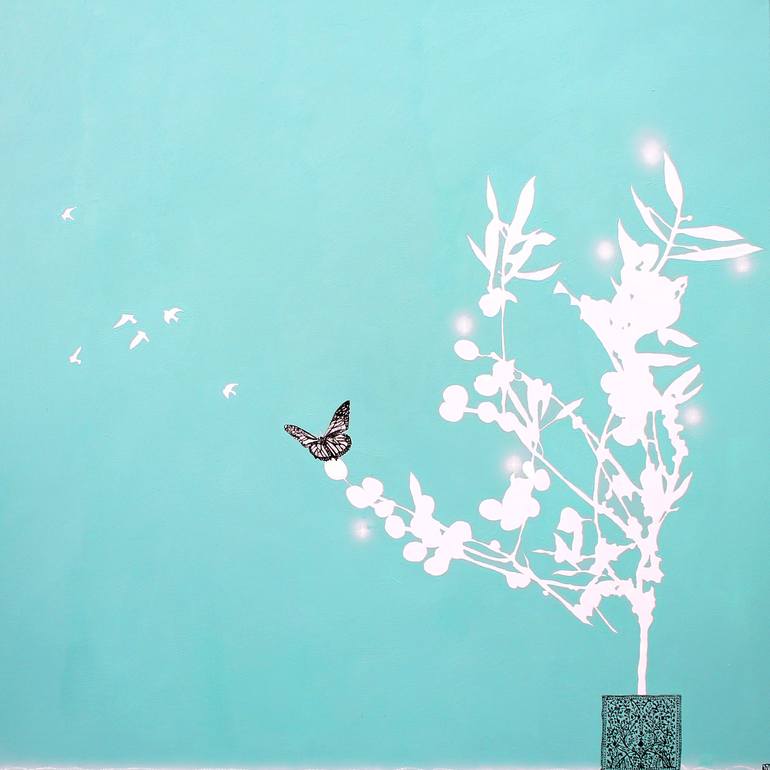 Olive Tree Butterfly Painting by Joseph Venning | Saatchi Art