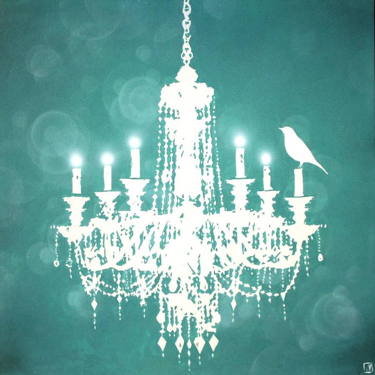 Bird on a Chandelier Painting by Joseph Venning | Saatchi Art