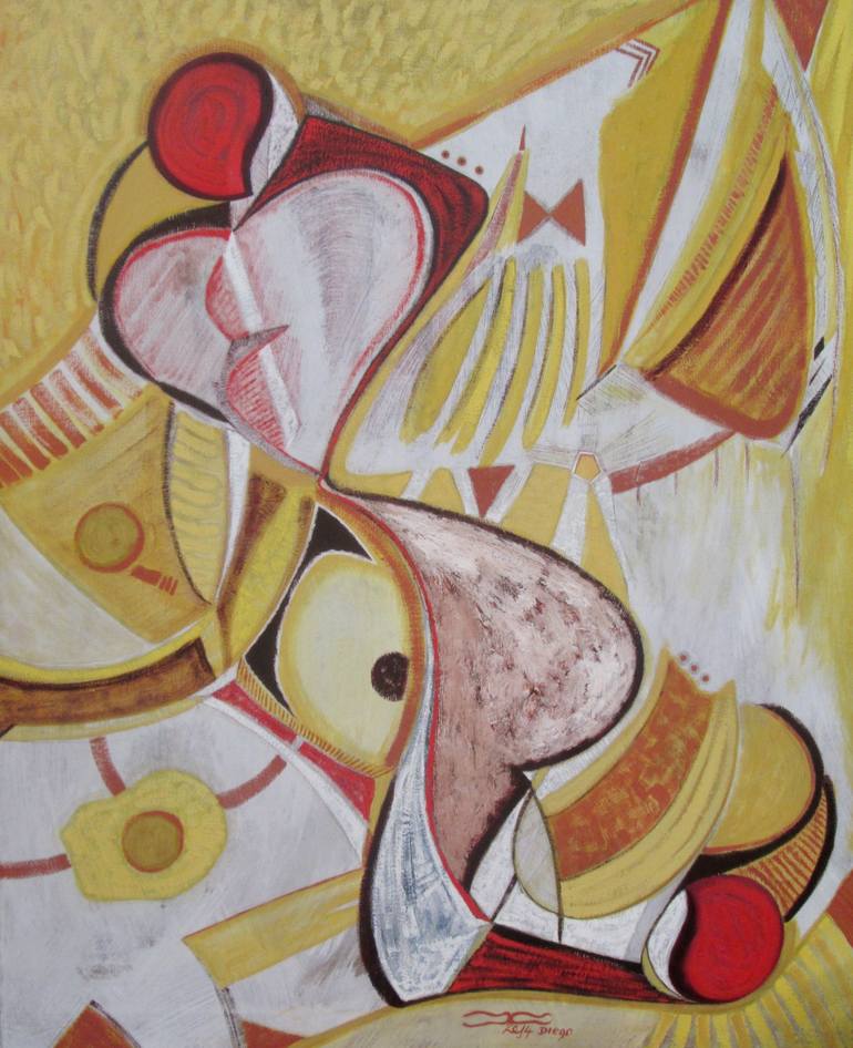 Oil on canvas by Diego Castro artwork original yellow art Painting by ...