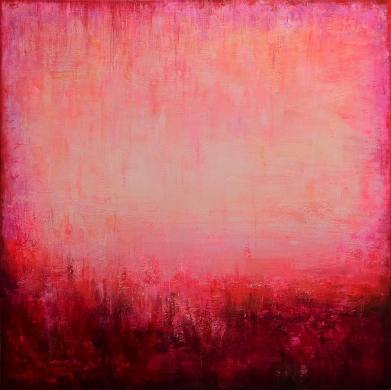 Red Abstract Landscape Painting by Behshad Arjomandi | Saatchi Art