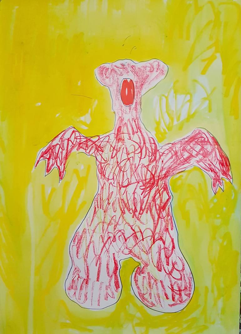 red bat bear Drawing by tony eric warner | Saatchi Art