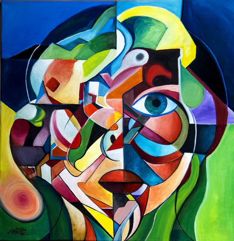 One eyed face Painting by Mukarram Sousli | Saatchi Art