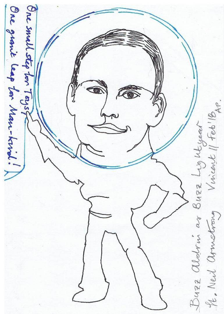 Drawing Project: Buzz Lightyear as Buzz Aldrin Drawing by Vinci Art ...