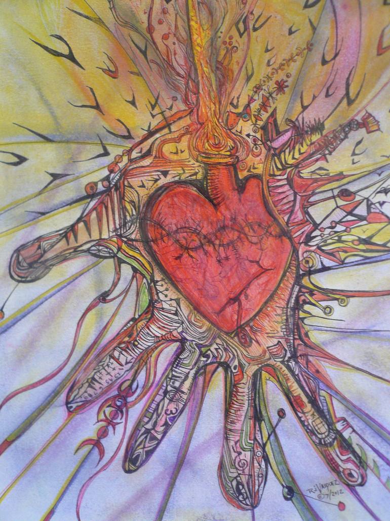Heart in your hand Painting by Ramiro j Vasquez | Saatchi Art
