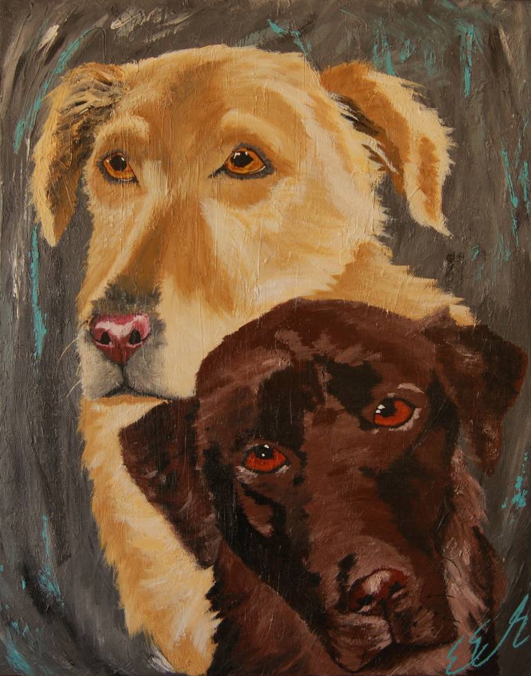 Lucky and Louie - SOLD Painting by Erik Eklof | Saatchi Art