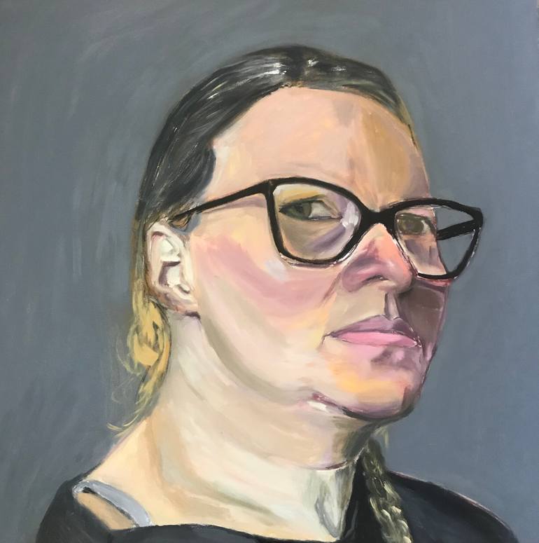 Self portrait with grey Painting by Victoria Milner | Saatchi Art