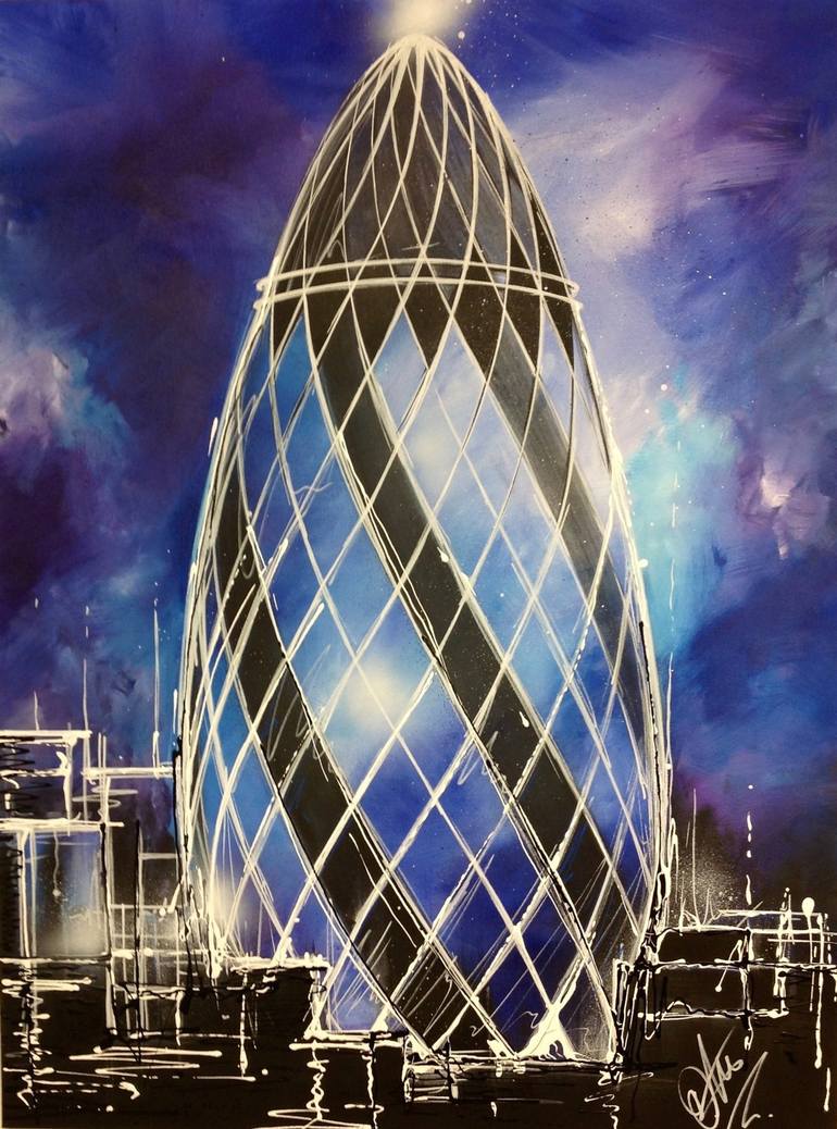 The Gherkin Painting by David Ivory | Saatchi Art