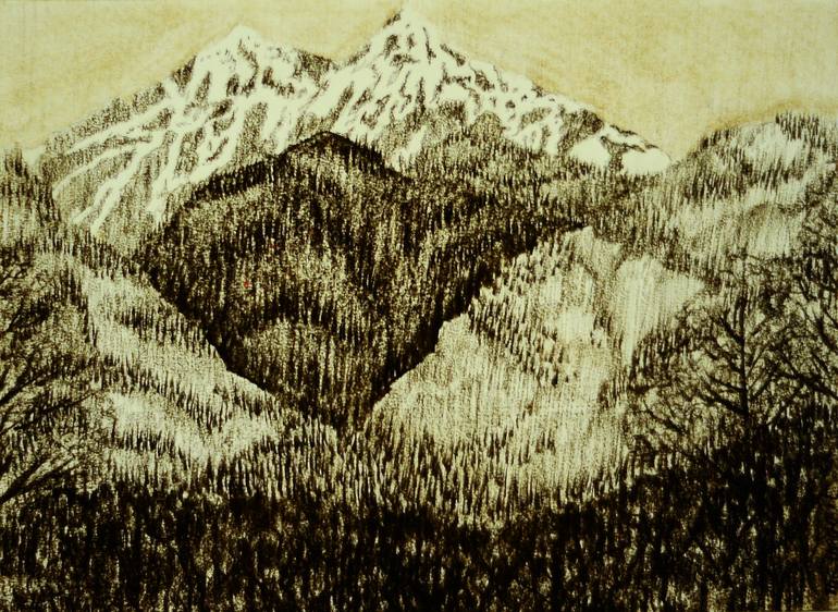 Landscape in Sepia - Parvati Valley Drawing by Gunjan Chowdhary ...